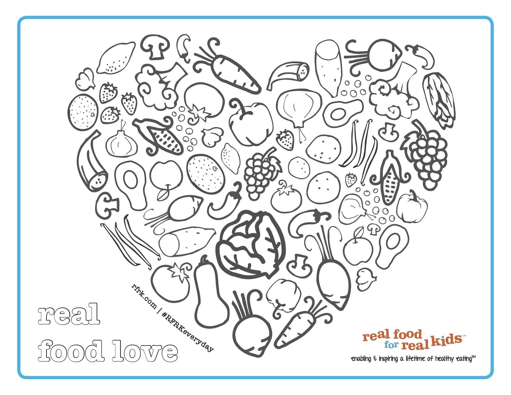 real food love colouring page